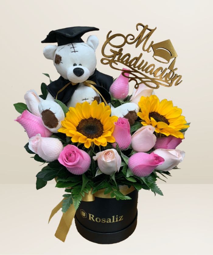 Box Teddy Blanco Graduado – Florería Rosaliz